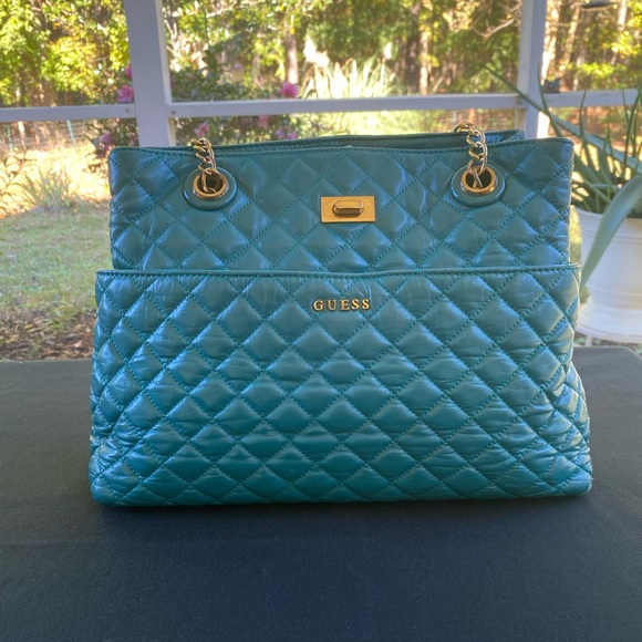 Guess | Bags | Guess Quilted Purse In Teal | Poshmark